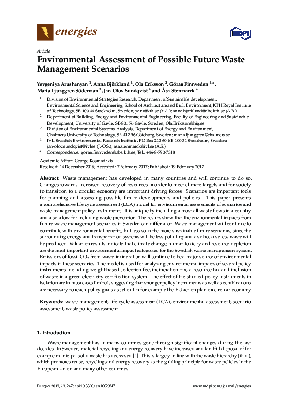 (PDF) Environmental Assessment of Possible Future Waste Management ...