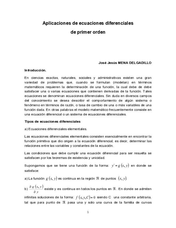 (PDF) Aplicaciones de ecuaciones diferenciales de primer orden