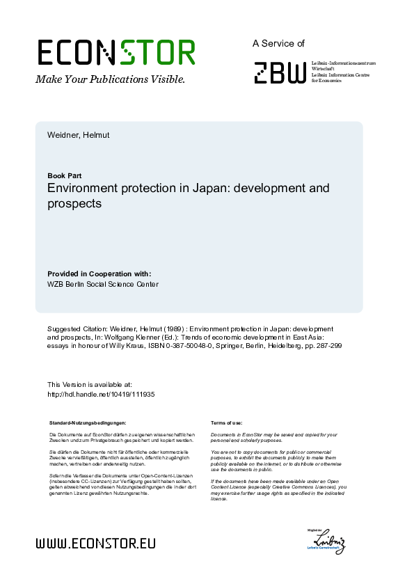 (PDF) Environment Protection in Japan: Development and Prospects
