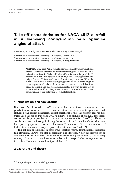 (PDF) Take-off characteristics for NACA 4612 aerofoil in a twin-wing ...