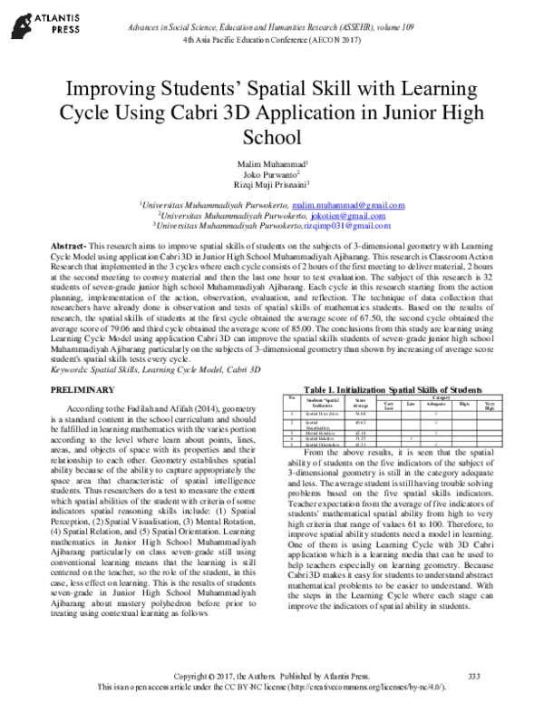 (PDF) Improving Students' Spatial Skill with Learning Cycle Using Cabri ...
