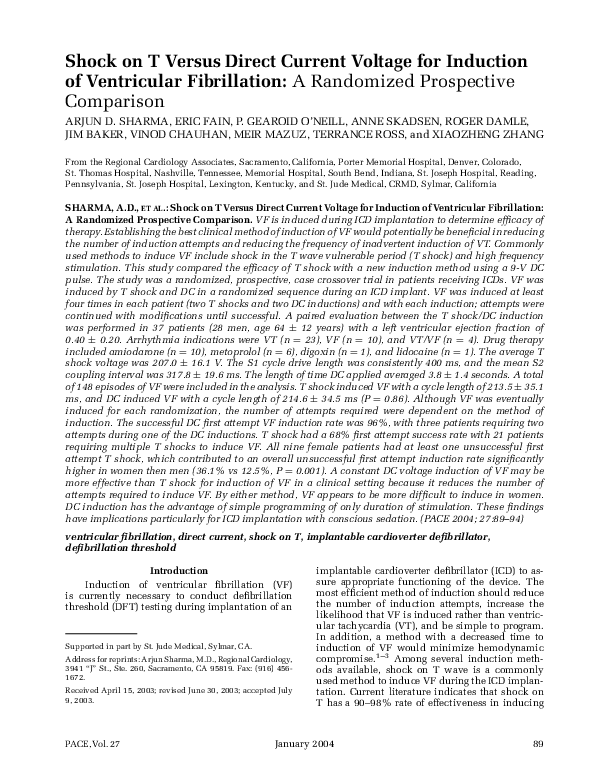 (PDF) Shock on T Versus Direct Current Voltage for Induction of ...