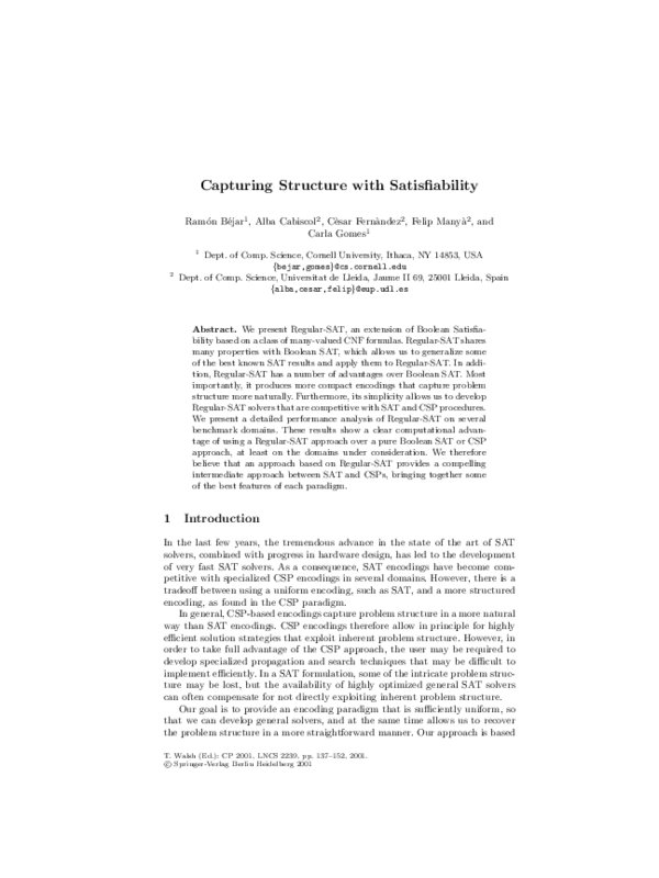 (PDF) Capturing Structure with Satisfiability