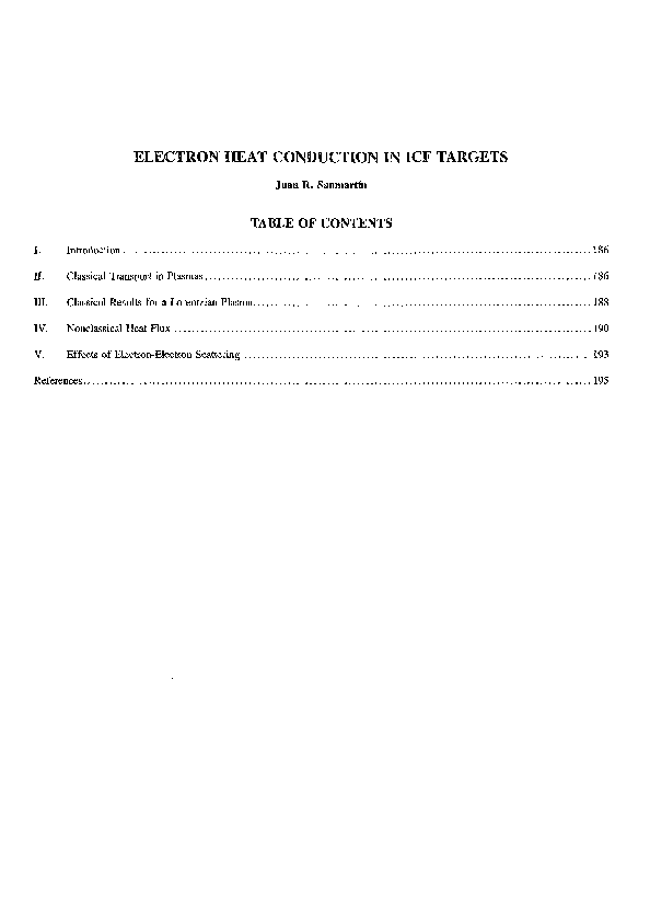 (PDF) Electron Heat Conduction in ICF Targets