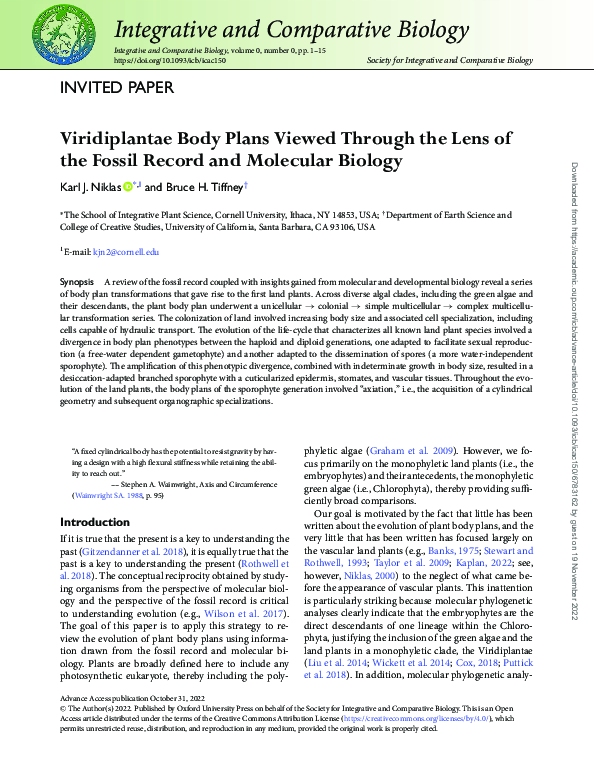 (PDF) Viridiplantae Body Plans Viewed Through the Lens of the Fossil ...