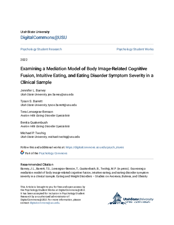 (PDF) Examining a mediation model of body image-related cognitive ...