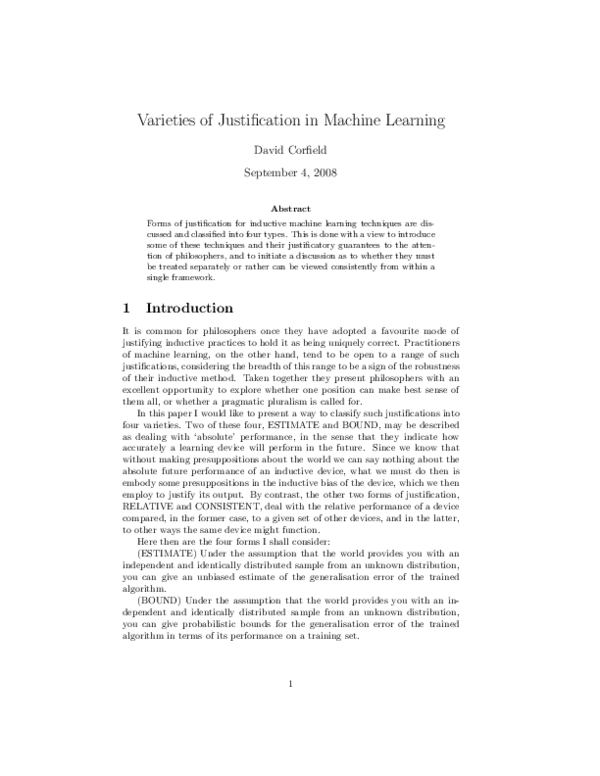 (PDF) Varieties of Justification in Machine Learning