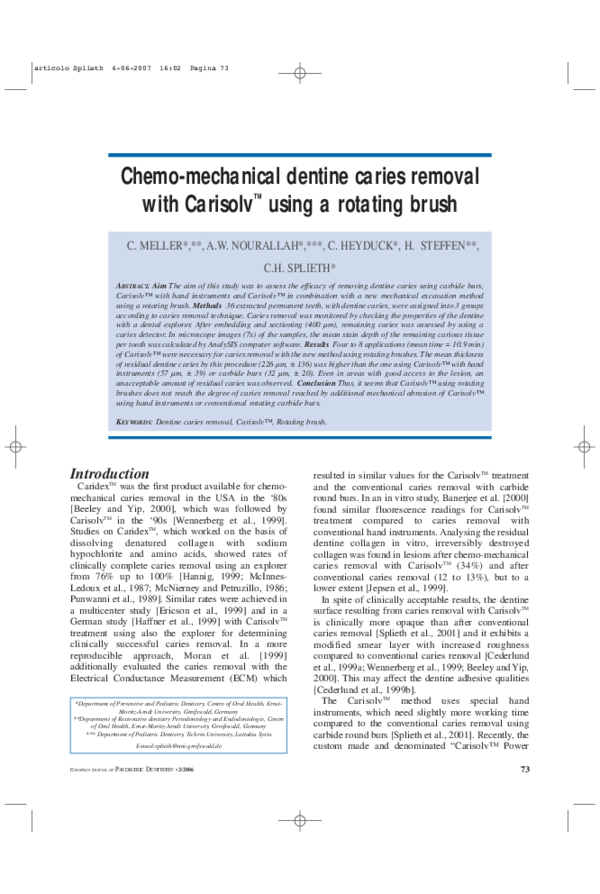 (PDF) Chemo-mechanical dentine caries removal with Carisolv using a ...