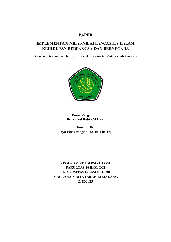 (PDF) Pancasila Paper