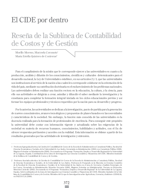 (PDF) Reseña de la Sublínea de Contabilidad de Costos y de Gestión