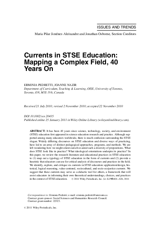 (PDF) Currents in STSE education: Mapping a complex field, 40 years on
