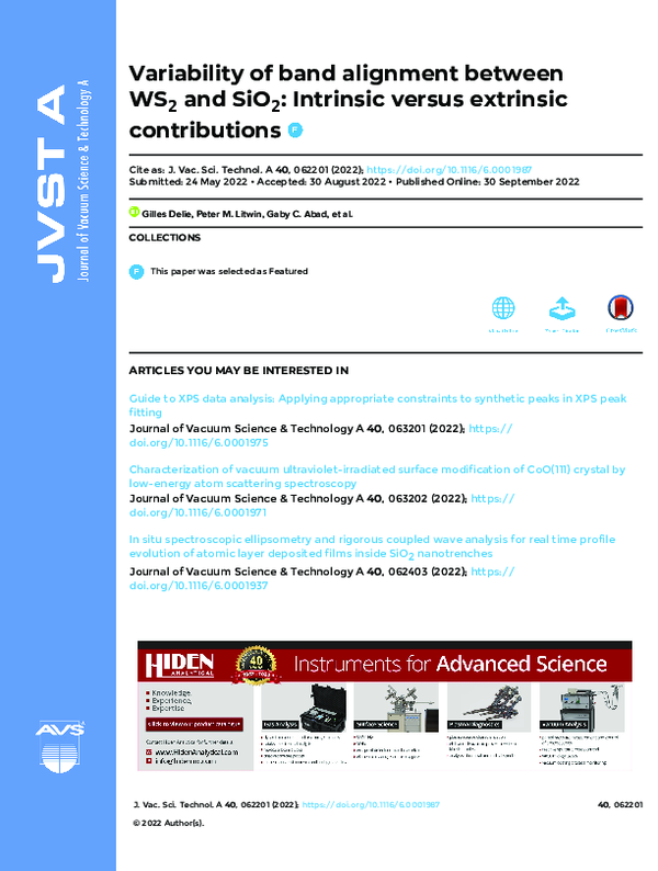 (PDF) Variability of band alignment between WS2 and SiO2: Intrinsic ...