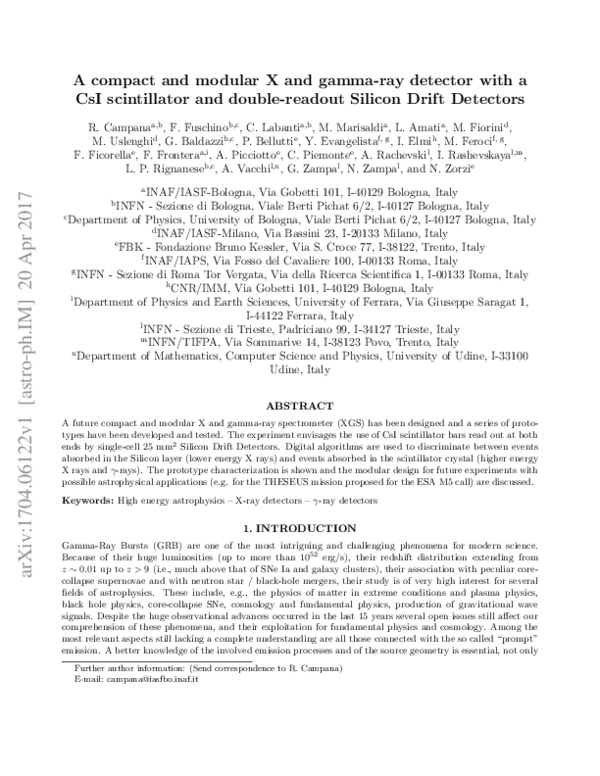Pdf A Compact And Modular X And Gamma Ray Detector With A Csi Scintillator And Double Readout