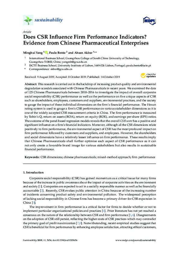 (PDF) Does CSR Influence Firm Performance Indicators? Evidence from ...