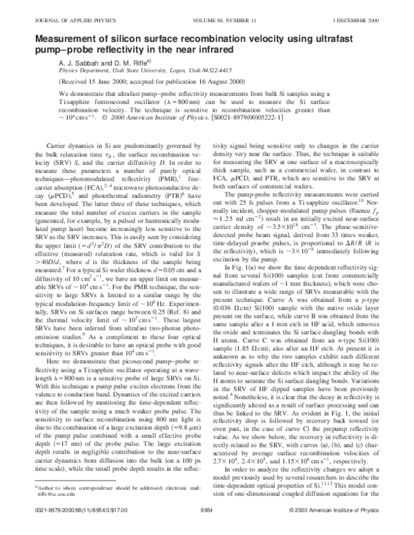 (PDF) Measurement of silicon surface recombination velocity using ...