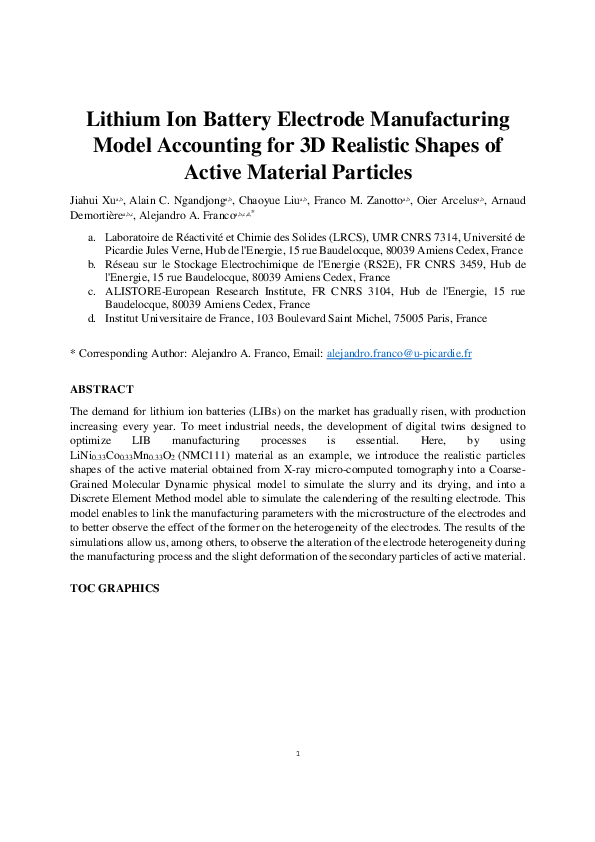 (PDF) Lithium ion battery electrode manufacturing model accounting for ...