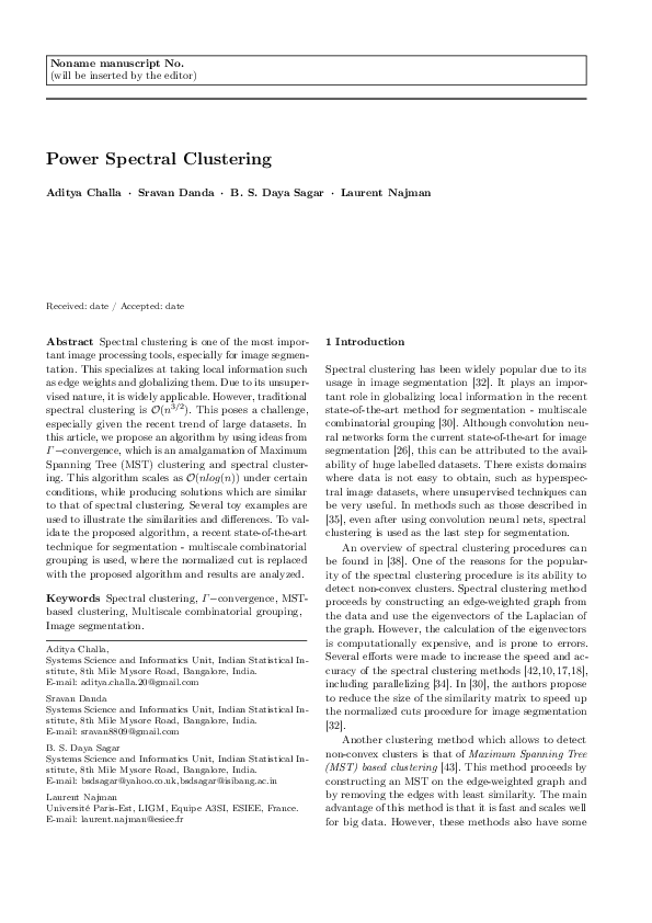 (PDF) Power Spectral Clustering
