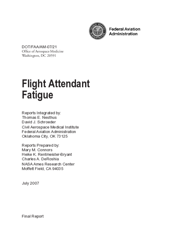 (PDF) Flight Attendant Fatigue