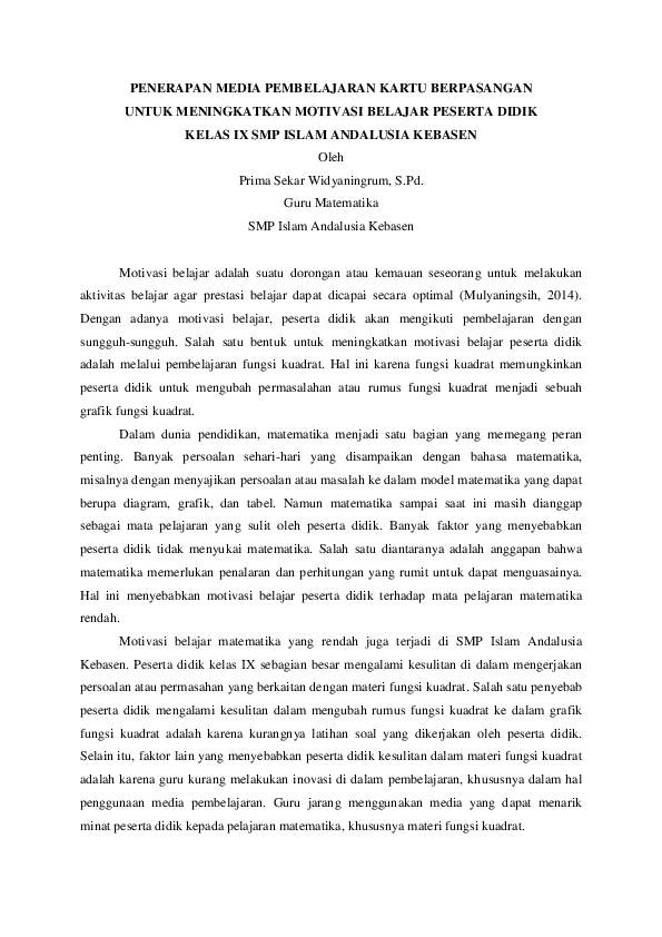 (PDF) PENERAPAN MEDIA PEMBELAJARAN KARTU BERPASANGAN UNTUK MENINGKATKAN MOTIVASI BELAJAR PESERTA ...