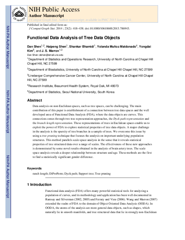 (PDF) Functional Data Analysis of Tree Data Objects
