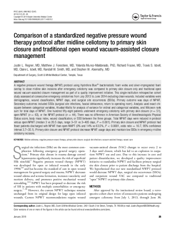 (PDF) Comparison of a standardized negative pressure wound therapy ...