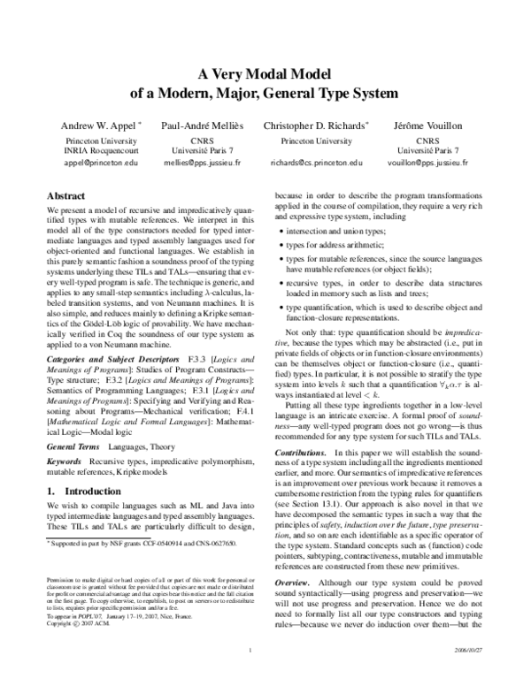 (PDF) A very modal model of a modern, major, general type system