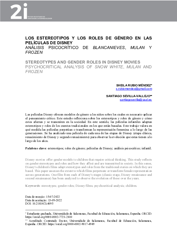 (PDF) estereotipos y los roles de género en las películas Disney