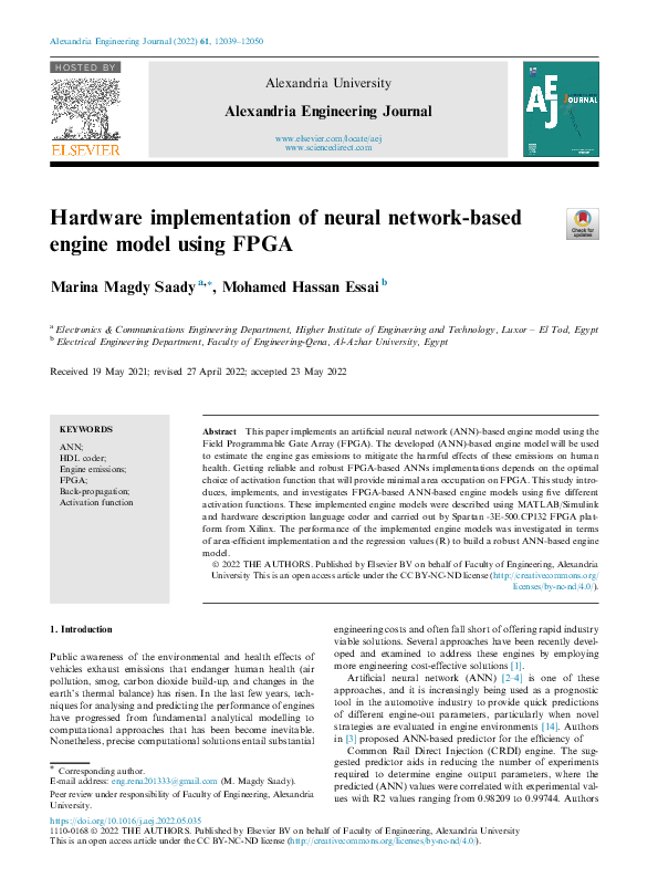 Pdf Hardware Implementation Of Neural Network Based Engine Model
