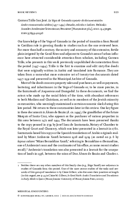 (PDF) (Book Review) Carmen Trillo San José. La Vega de Granada a partir de documentación árabe ...