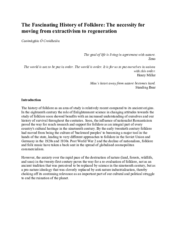 (DOC) The Fascinating History of Folklore: The necessity for moving ...
