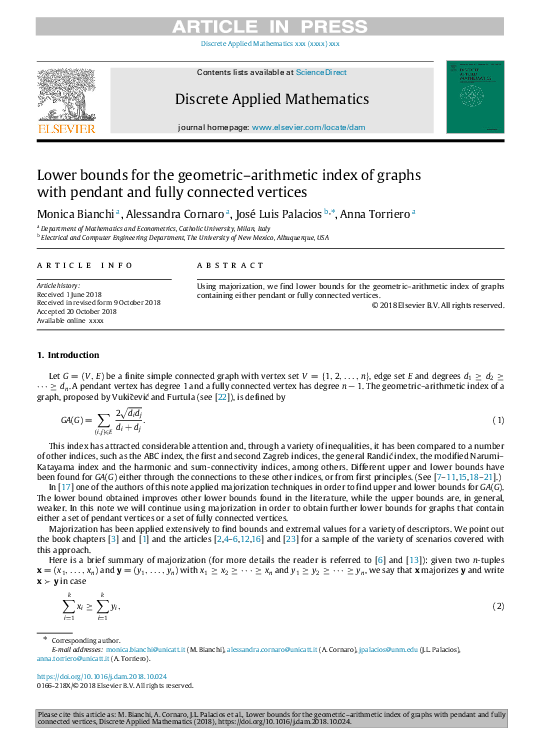 Lower bounds for the geometric–arithmetic index of graphs with pendant and fully connected vertices
