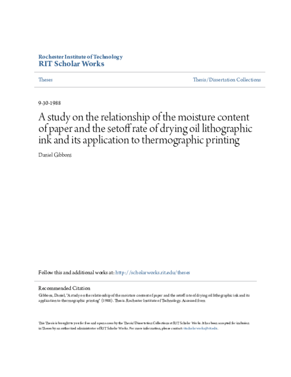 (PDF) A study on the relationship of the moisture content of paper and ...