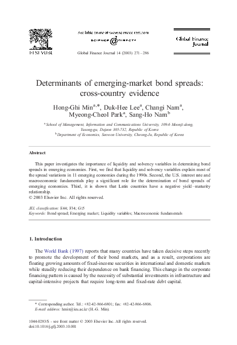 (PDF) Determinants of emerging-market bond spreads: Cross-country evidence