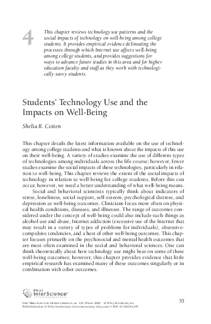 (PDF) Students' technology use and the impacts on well-being