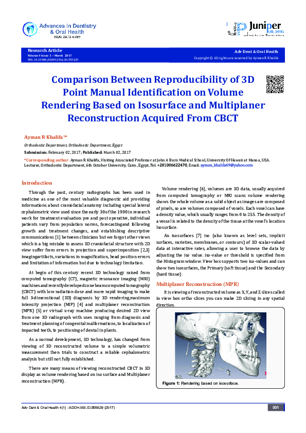 (PDF) Comparison Between Reproducibility of 3D Point Manual ...