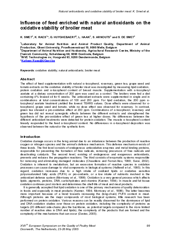 (PDF) Influence of feed enriched with natural antioxidants on the ...