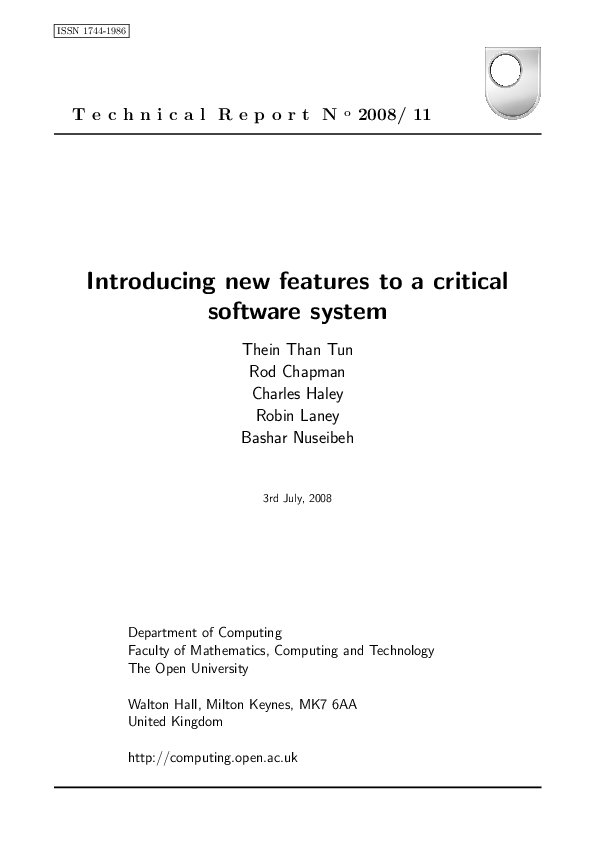 (PDF) Introducing new features to a critical software system