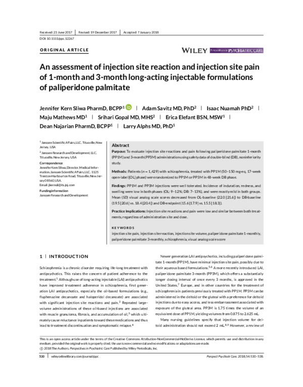 (PDF) An assessment of injection site reaction and injection site pain ...