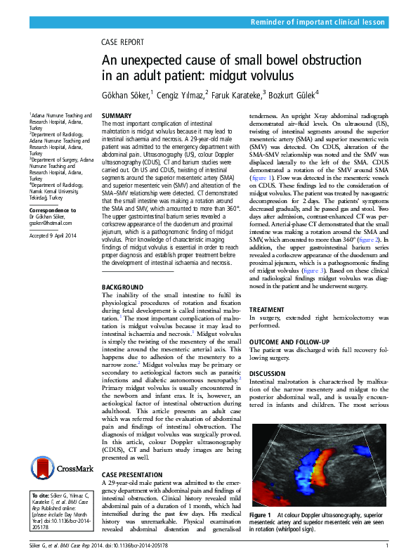 (PDF) An unexpected cause of small bowel obstruction in an adult ...