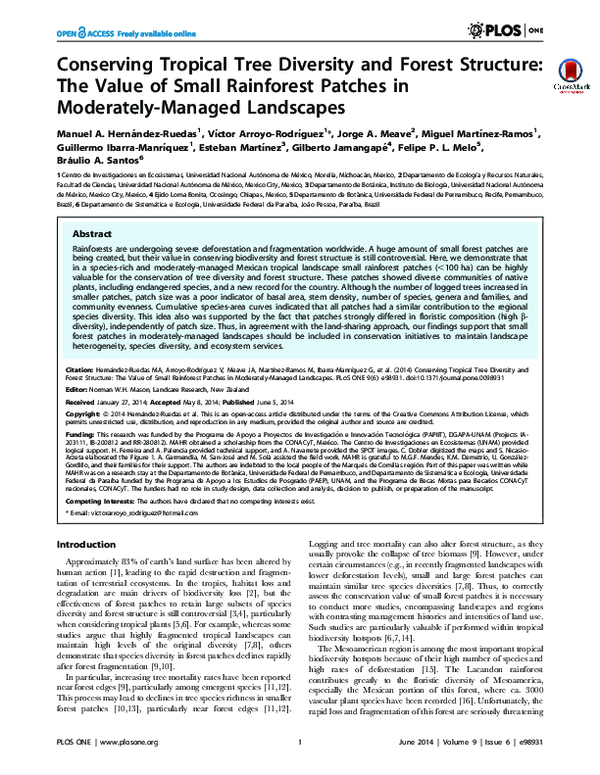 (PDF) Conserving Tropical Tree Diversity and Forest Structure: The ...