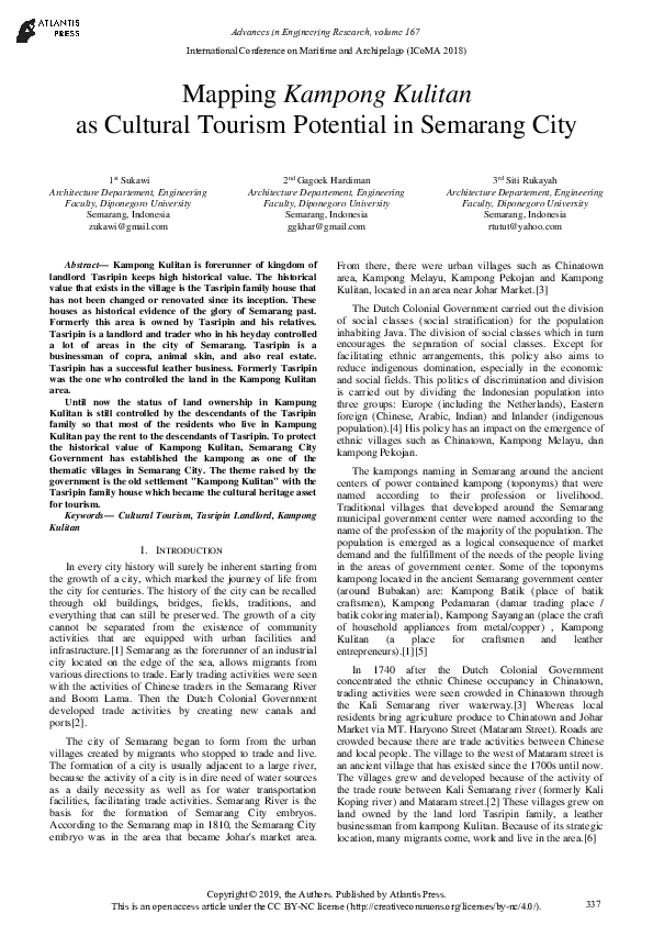 (PDF) Mapping Kampong Kulitan as Cultural Tourism Potential in Semarang ...