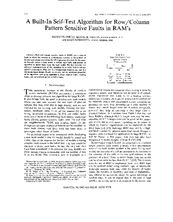 (PDF) A built-in self-test algorithm for row/column pattern sensitive ...