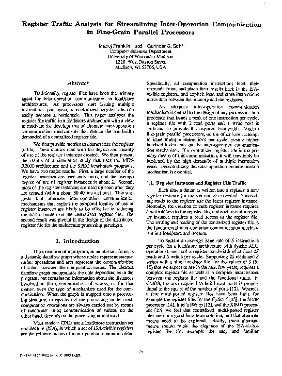 (PDF) Register traffic analysis for streamlining inter-operation ...