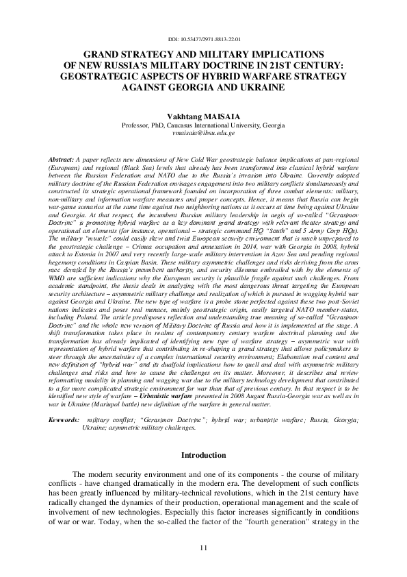 (PDF) Grand Strategy and Military Implications of New Russia’s Military ...