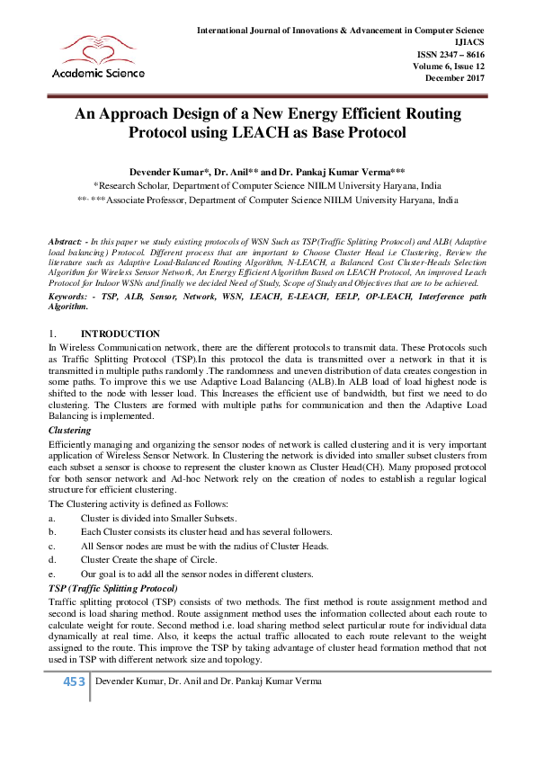 Pdf An Approach Design Of A New Energy Efficient Routing Protocol Using Leach As Base Protocol