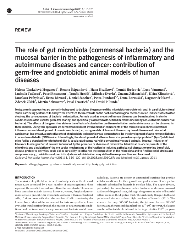 (PDF) The role of gut microbiota (commensal bacteria) and the mucosal barrier in the ...