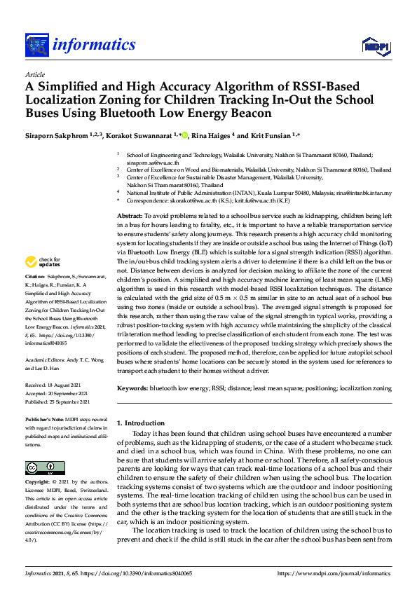 (PDF) A Simplified and High Accuracy Algorithm of RSSI-Based Localization Zoning for Children ...