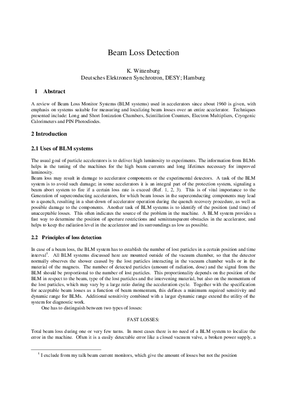 (PDF) Beam Loss Detection