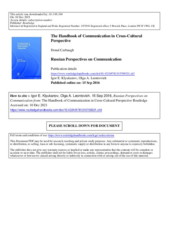 (PDF) The Handbook of Communication in Cross-cultural Perspective