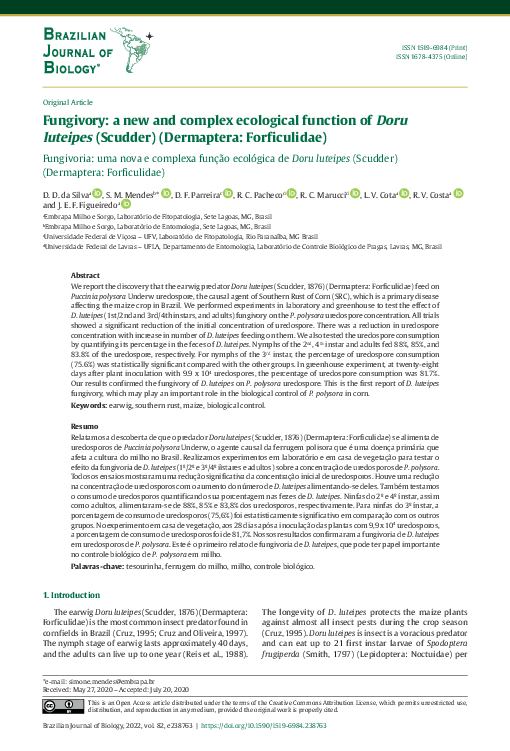 (PDF) Fungivory: a new and complex ecological function of Doru luteipes ...